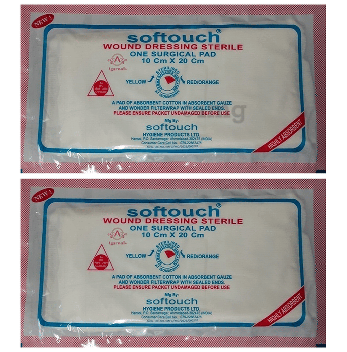 Agarwals Softouch Premium Sterile Combine Dressing Surgical Pad 10cm x ...