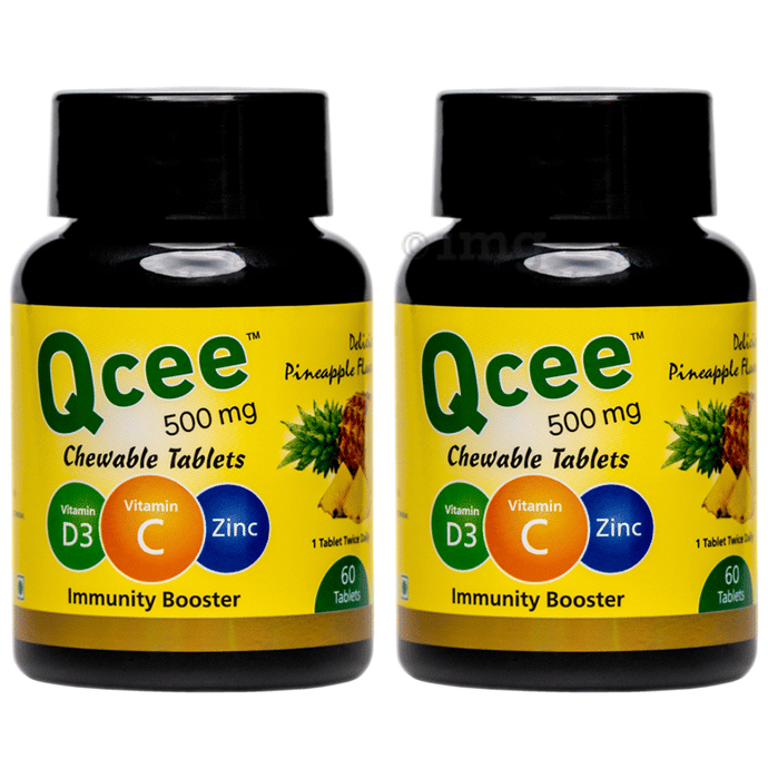 Qcee 500mg Chewable Tablet Delicious Pineapple Flavour (60 Each): Buy ...