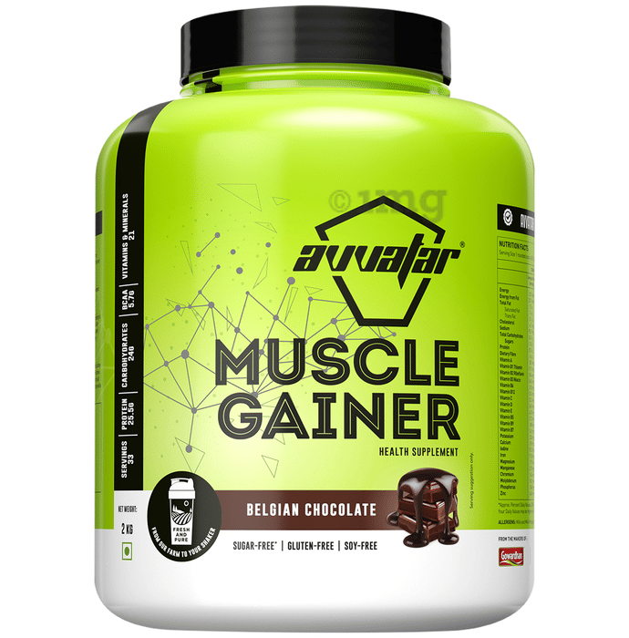 Avvatar Muscle Gainer Sugar Free Gluten Free & Soya free Belgian ...
