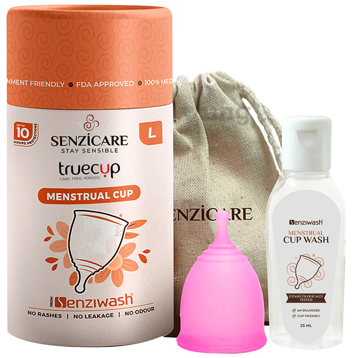 Senzicare Truecup Reusable Menstrual Cup & Cup Wash Small: Buy combo ...