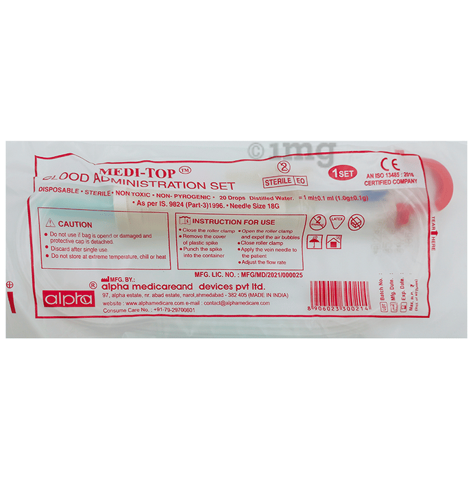 Alpha Medi-Top Blood Administration Set: Buy packet of 1.0 Unit at best ...