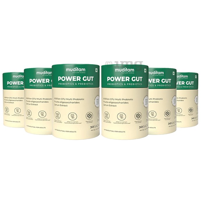Muditam Power Gut Sachet | Prebiotics & Probiotics Supplement | Relief ...