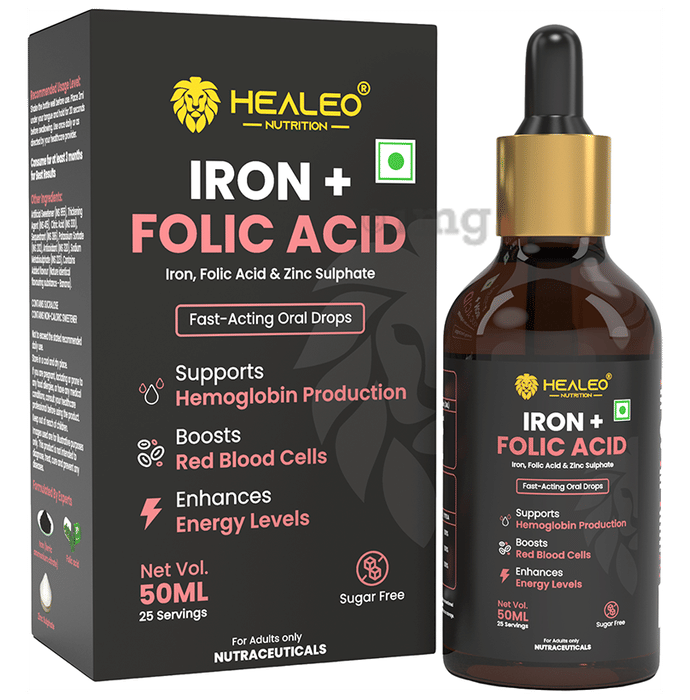 Healeo Nutrition Iron + Folic Acid Oral Drops Sugar Free: Buy bottle of ...