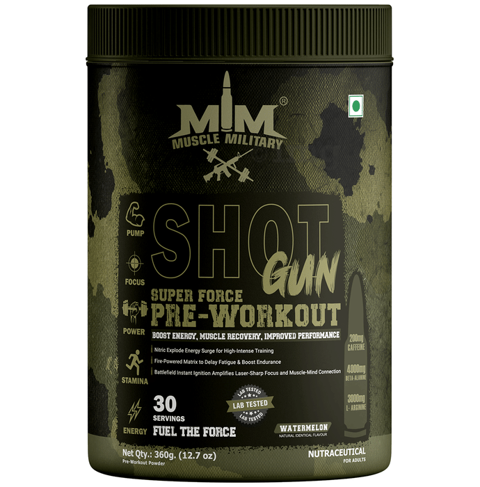 Muscle Military Shot Gun Pre-Workout Powder Watermelon: Buy jar of 360. ...