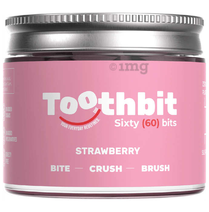 Toothbit Strawberry Tablet: Buy jar of 60.0 tablets at 𝗯𝗲𝘀𝘁 𝗽𝗿𝗶𝗰𝗲 in ...