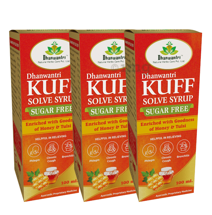 Dhanwantri Kuff Solve Syrup (100ml Each) Sugar Free: Buy combo pack of ...