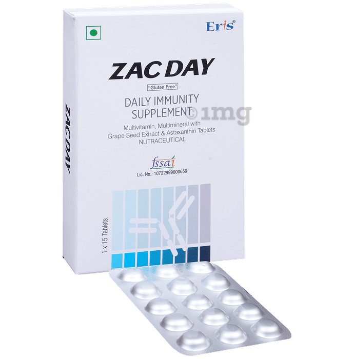 Zac Day Tablet: Buy strip of 15.0 tablets at 𝗯𝗲𝘀𝘁 𝗽𝗿𝗶𝗰𝗲 in India | 1mg