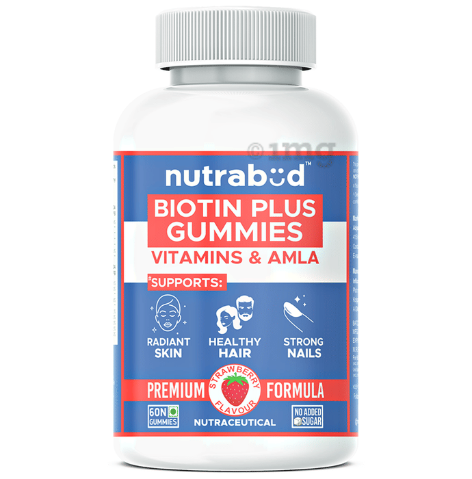 Nutrabud Biotin Plus Gummies Strawberry: Buy bottle of 60 gummies at ...