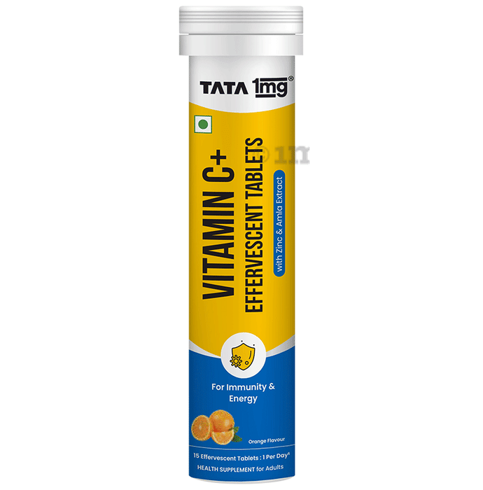 Tata 1mg Vitamin C Effervescent Tablet Orange: Buy bottle of 15.0 ...