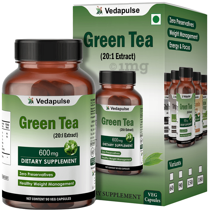 Vedapulse Green Tea Extract Veg Capsule 600mg | Metabolism Booster ...