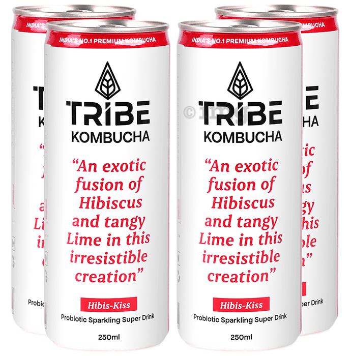 Tribe Kombucha Probiotic Sparkling Super Drink (250 ml Each) Hibis-Kiss ...