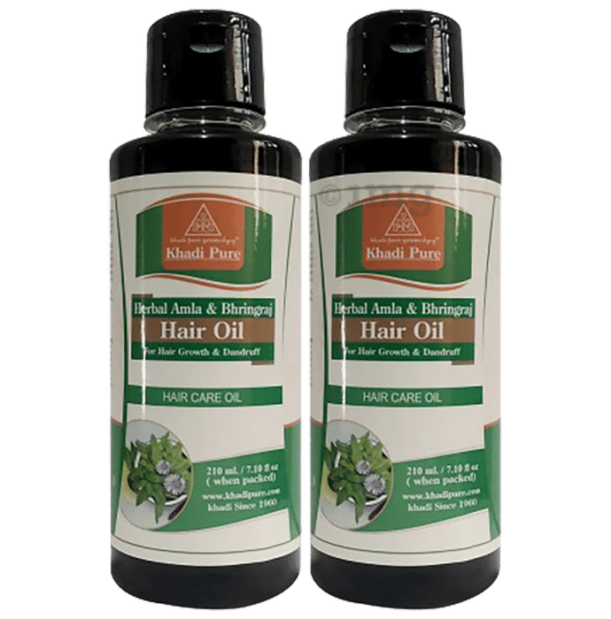 Khadi Pure Herbal Amla & Bhringraj Hair OIl (210ml Each): Buy combo pack of 2.0 bottles at best ...