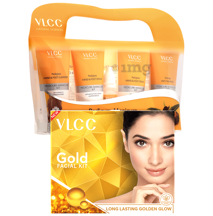VLCC Combo Pack of Gold Facial Kit (60gm) & Manicure-Pedicure Kit ...