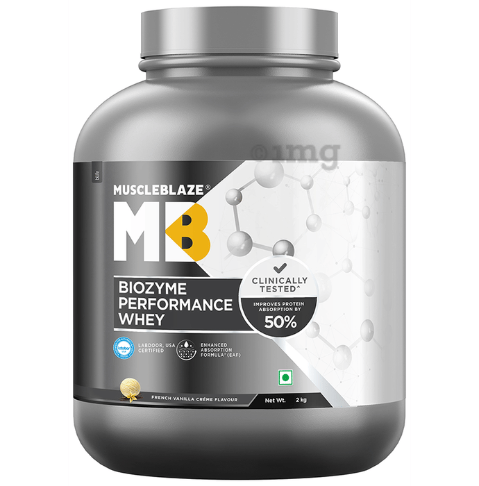 MuscleBlaze MB Biozyme Performance Whey Protein Powder French Vanilla ...
