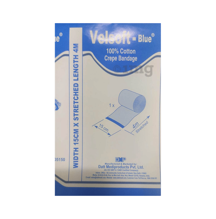 Velsoft Bandage -Blue 100% Cotton Crepe 15cm x 4m: Buy packet of 1 ...