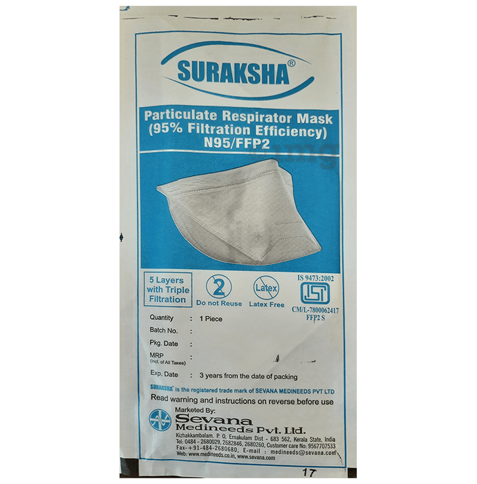 Suraksha N95/FFP2 Particulate Respirator Mask: Buy packet of 1.0 Mask ...