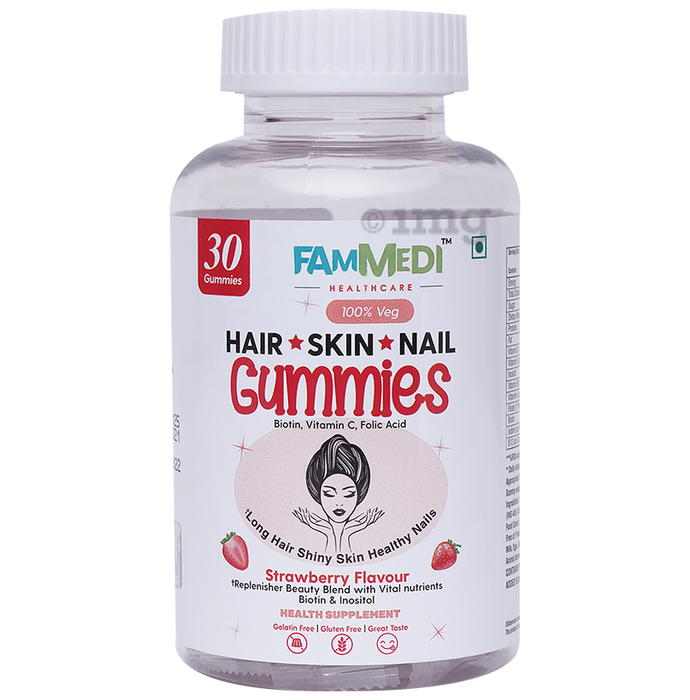Fammedi Hair Skin Nail Gummies Strawberry: Buy bottle of 30.0 gummies ...