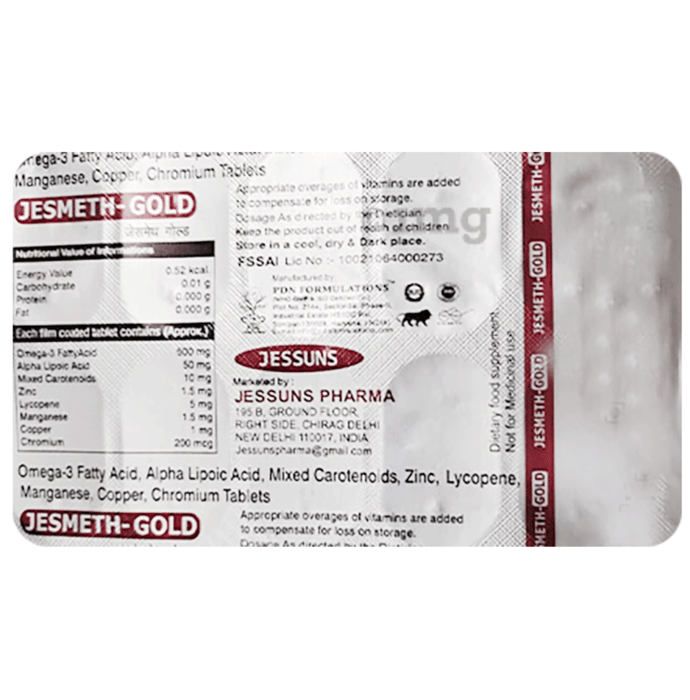 Jesmeth-Gold Tablet: Buy strip of 10.0 tablets at best price in India | 1mg