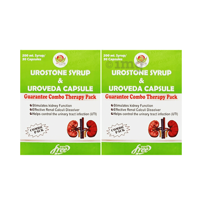 Dev Veda Health Care Urostone Syrup (200ml Each) & Uroveda Capsule (30 ...