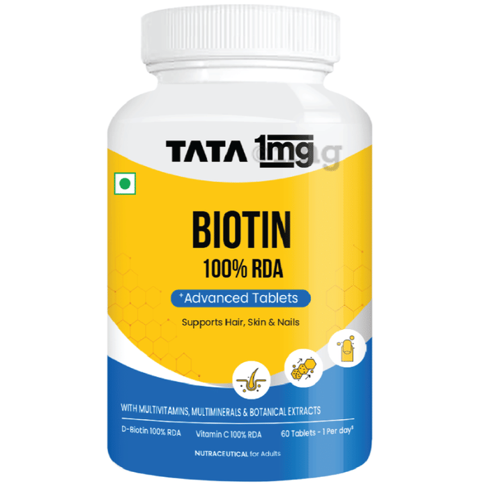 Biotin + Advanced Tablet for Healthy and Strong Hair | by Tata 1mg: Buy ...