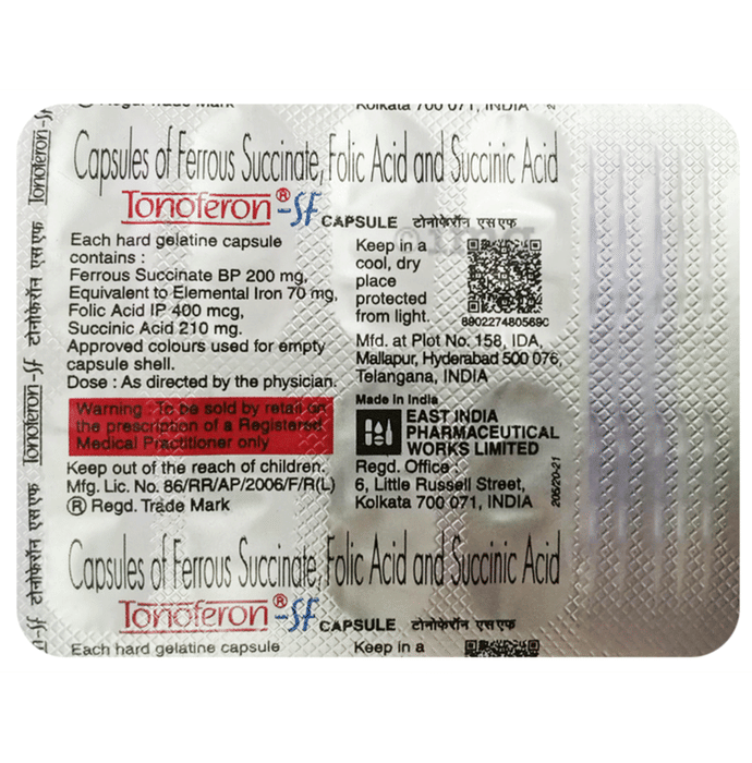 Tonoferon-SF Capsule: Buy strip of 10.0 capsules at 𝗯𝗲𝘀𝘁 𝗽𝗿𝗶𝗰𝗲 in India ...