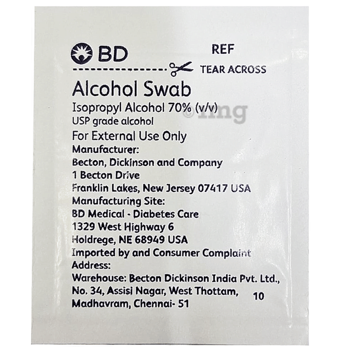 BD Alcohol Swab: Buy packet of 1.0 Swab at best price in India | 1mg