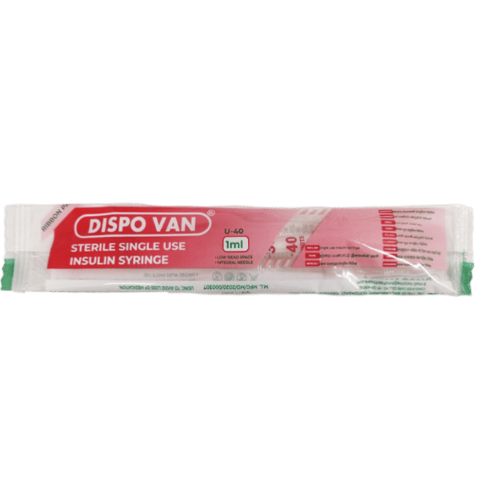 Dispovan (U-40) Sterile Single use Insulin Syringe 1ml: Buy packet of 1 ...