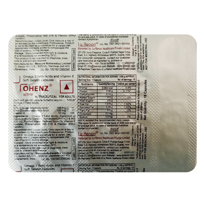 Ohenz Capsule: Buy strip of 10.0 capsules at best price in India | 1mg