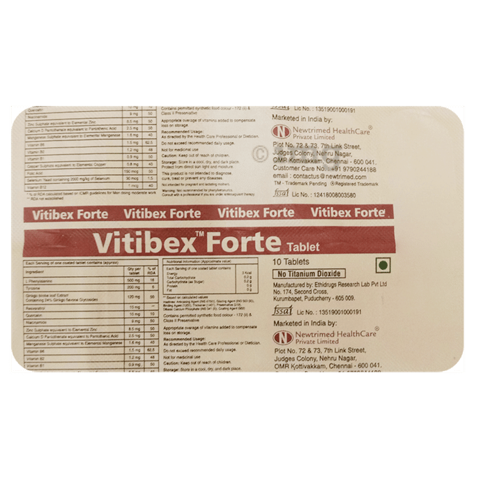 Vitibex Forte Tablet: Buy strip of 10.0 tablets at best price in India ...