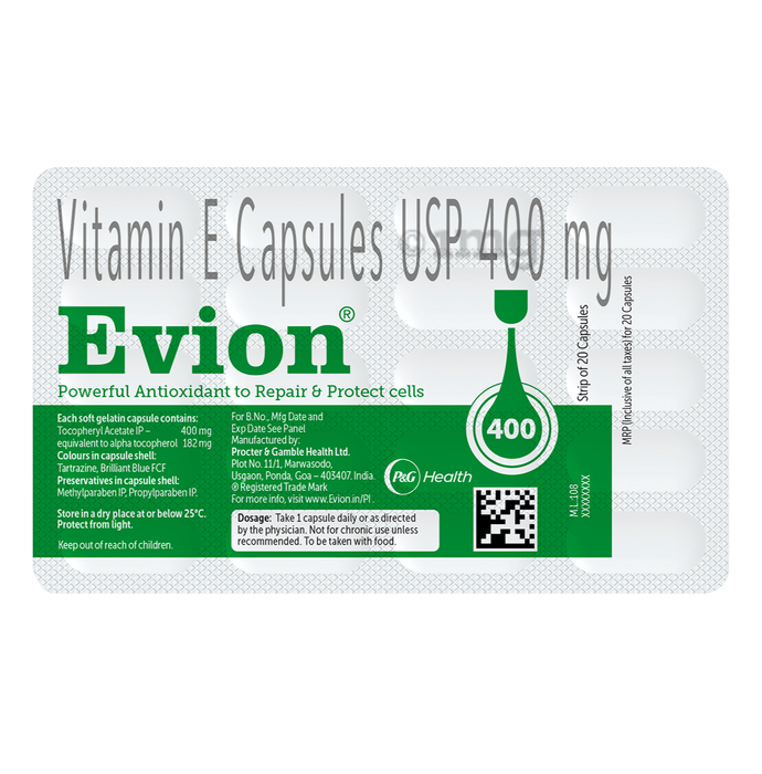 Evion 400mg Capsule | Helps Repair & Protect Muscles: Buy strip of 20.0 ...