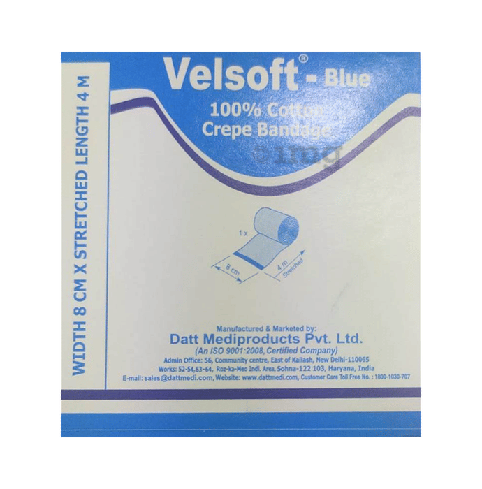 Velsoft -Blue 100% Cotton Crepe Bandage 8cm x 4m: Buy packet of 1 ...