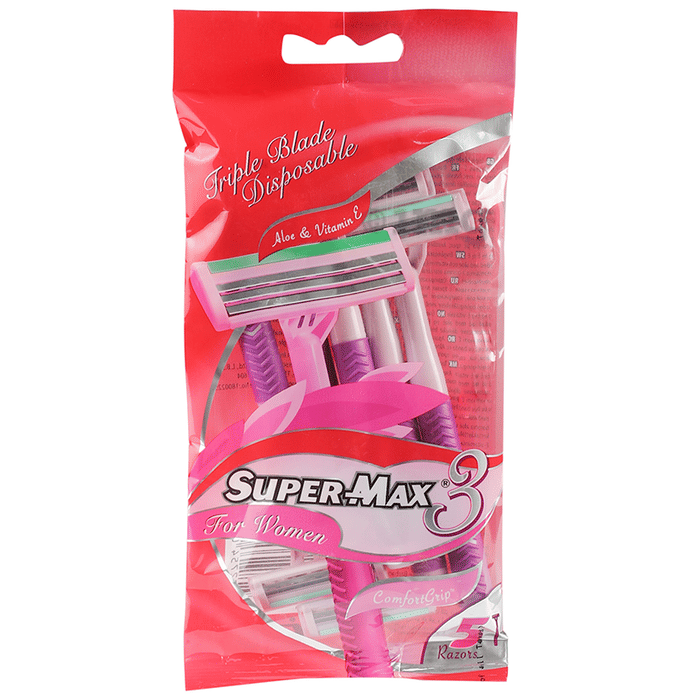 Super-Max Triple Blade Disposable Comfort Gripe Razor for Women: Buy ...