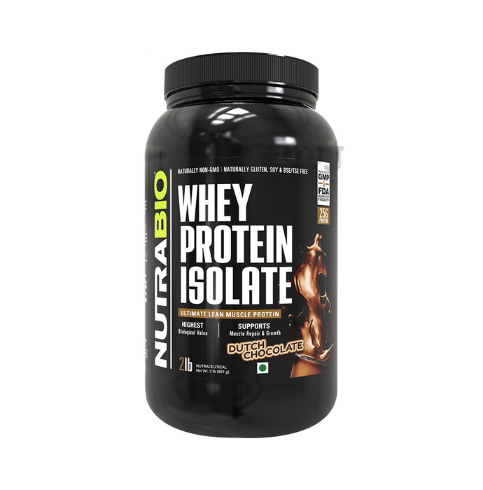 Nutra Bio Whey Protien Isolate Powder Dutch Chocolate: Buy jar of 2 lb ...