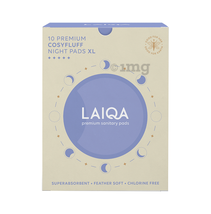Laiqa Premium Sanitary Pads XL Cosyfluff Night: Buy box of 10 pads at ...